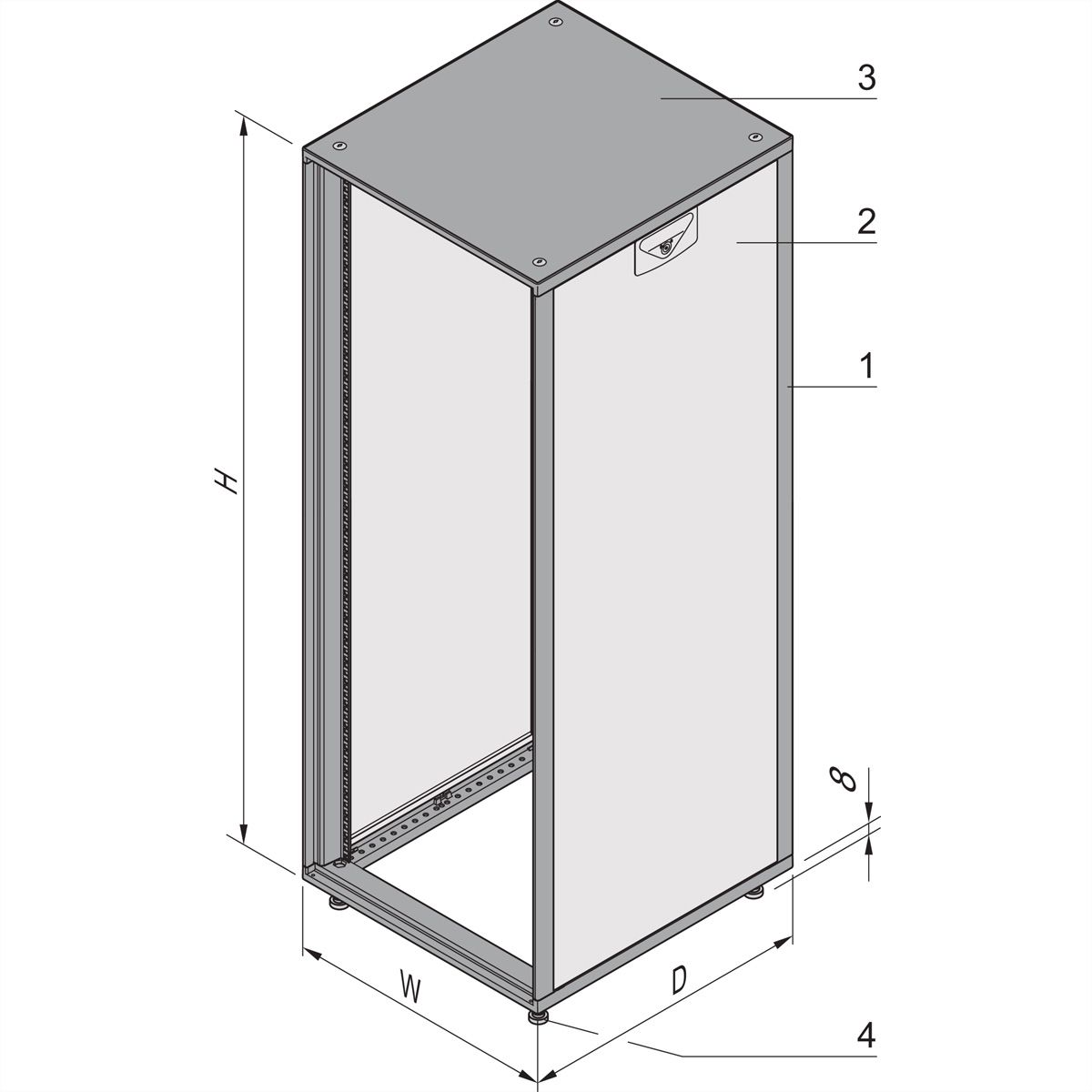 SCHROFF 19"-Schrank, Tür- und Rückwandkombination frei wählbar ...