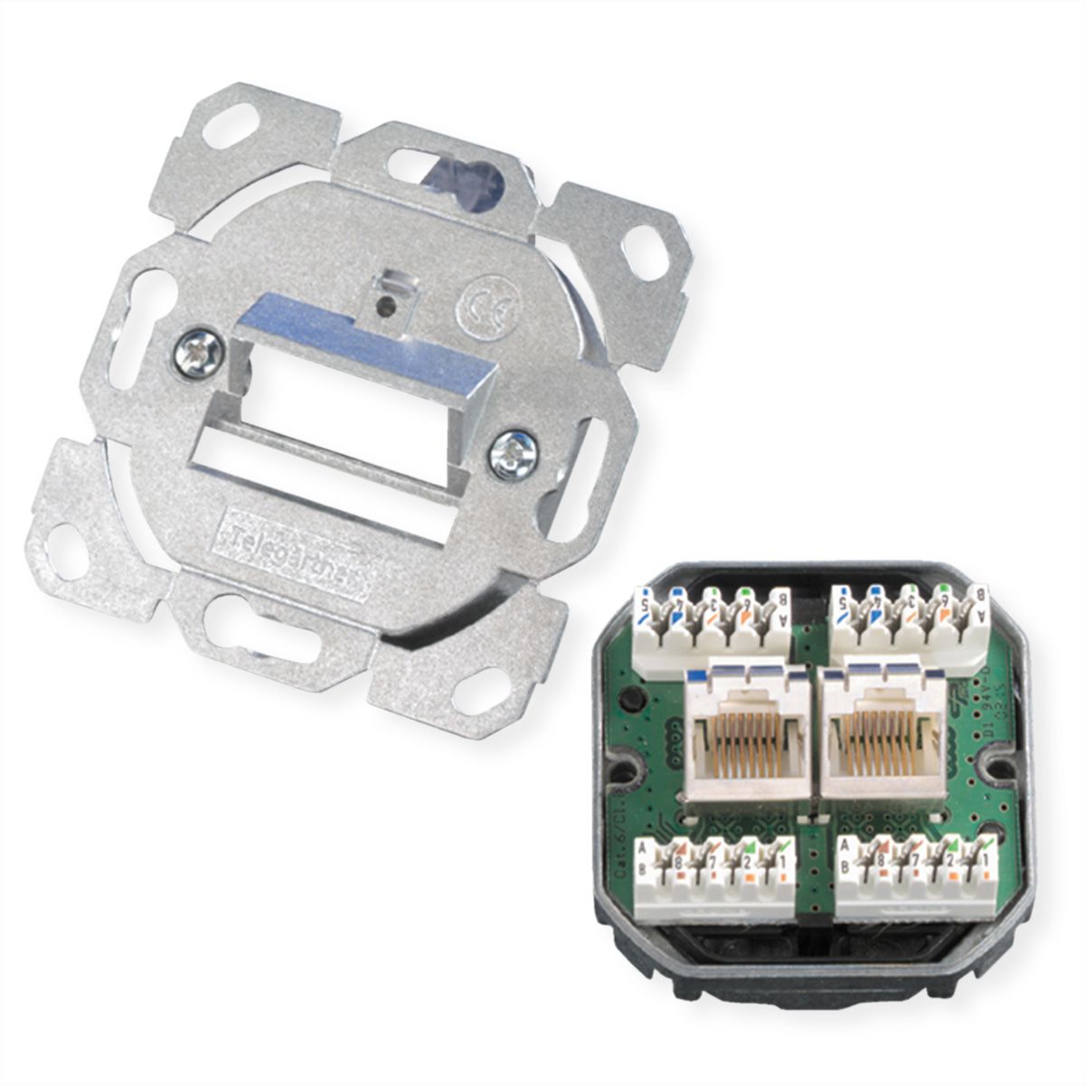TELEGÄRTNER Dose AMJ45 ohne Zentralplatte, 2x RJ-45 Cat.6 (Class E ...