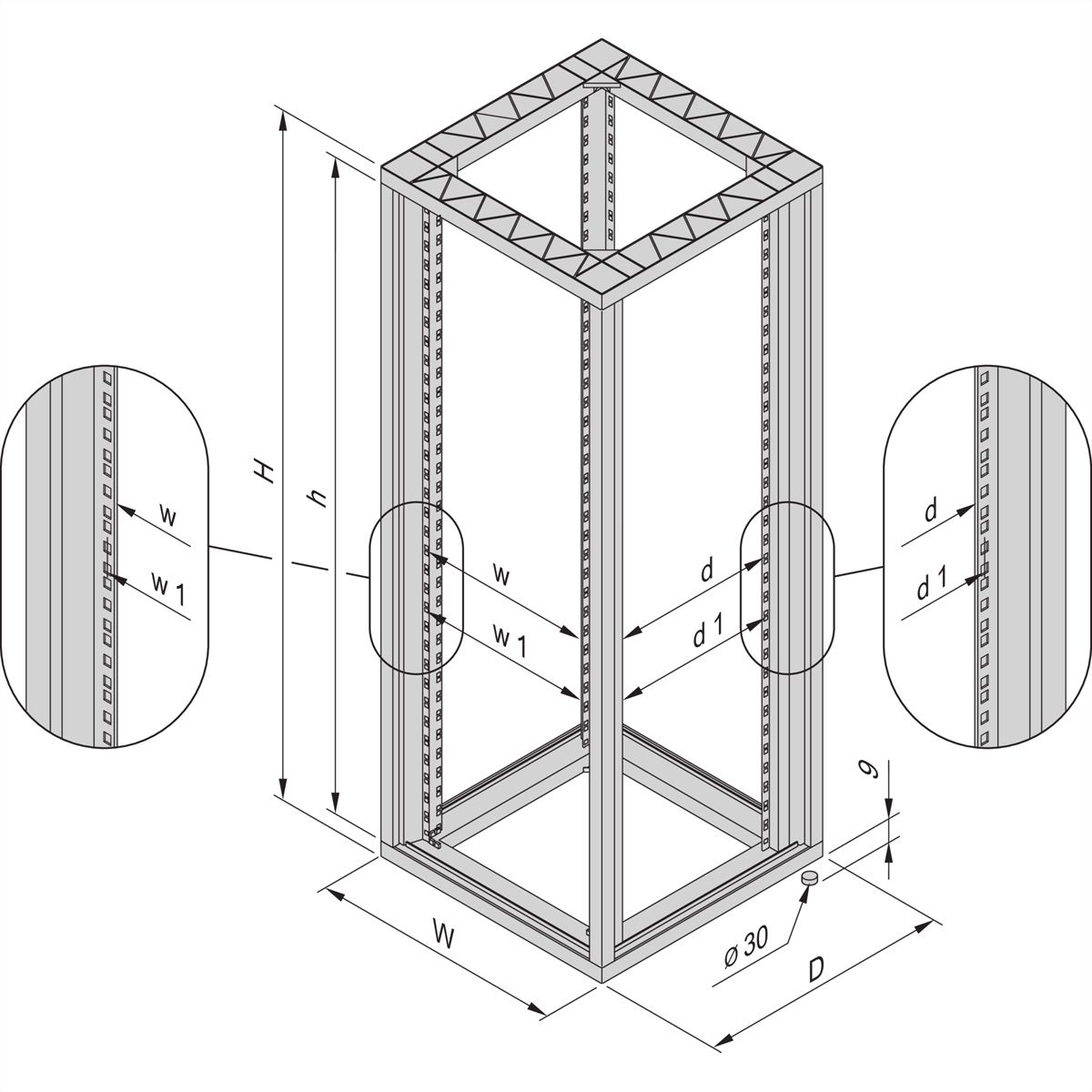 SCHROFF 19"-Schrank mit Front- und Rücktür - EUROR.19"43HE 600B 600T ...
