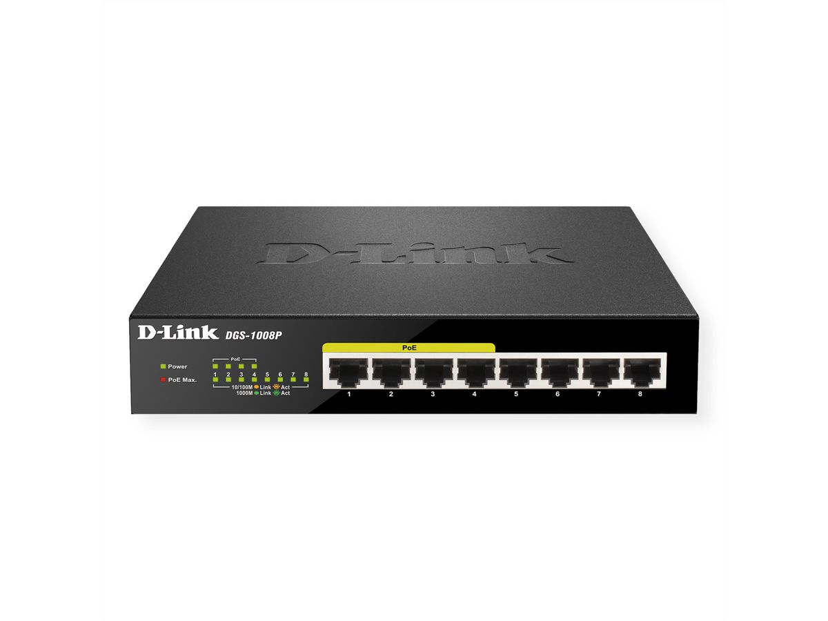 D-Link DGS-1008P 8-Port Gigabit PoE+ Unmanaged Desktop Switch - SECOMP ...